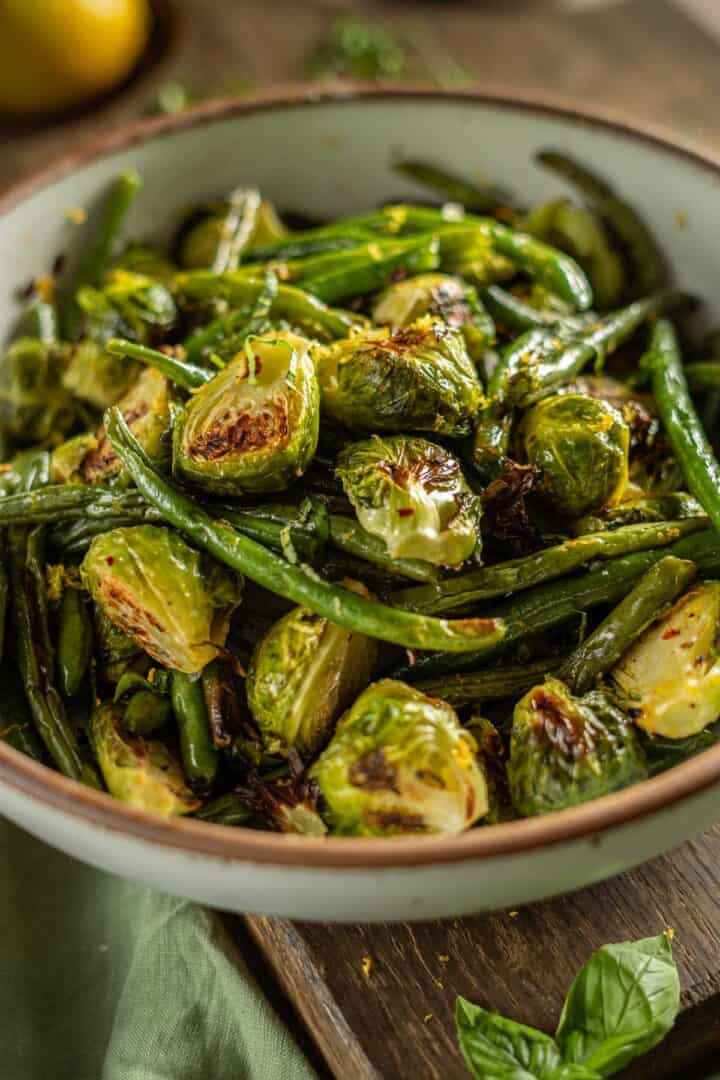 Roasted Green Beans and Brussels Sprouts - Lauren from Scratch