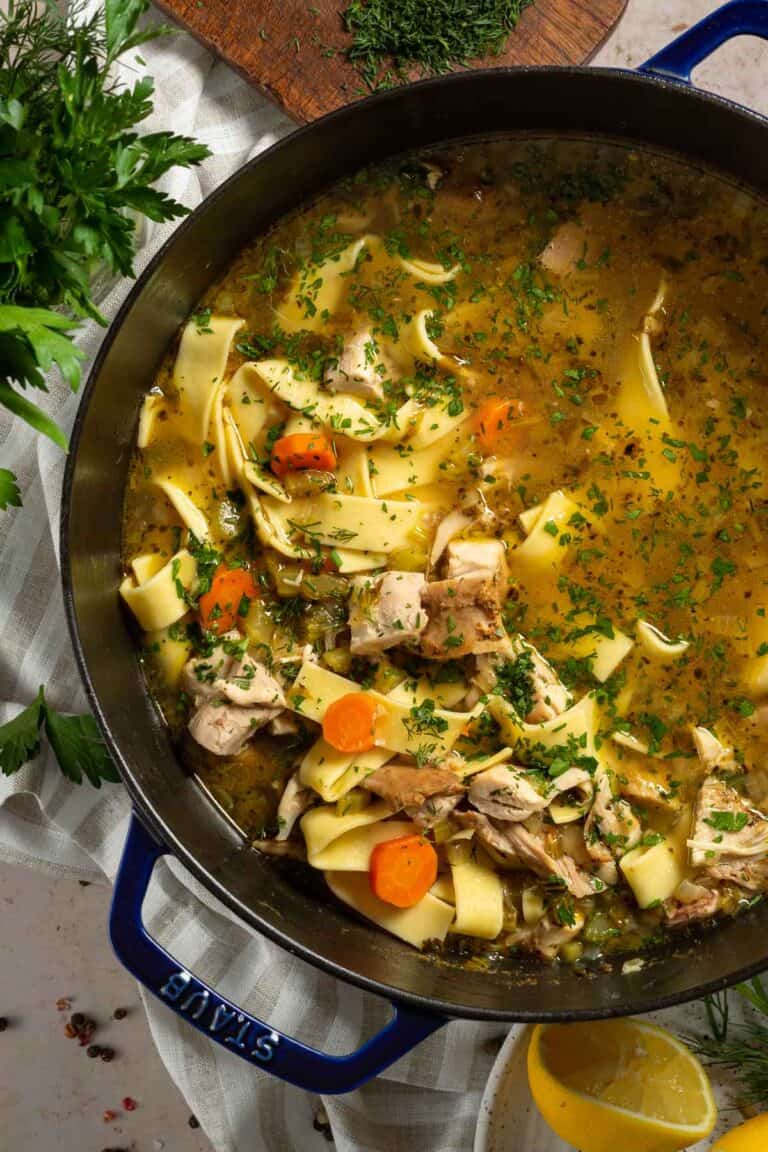 Dutch Oven Chicken Noodle Soup - Lauren from Scratch