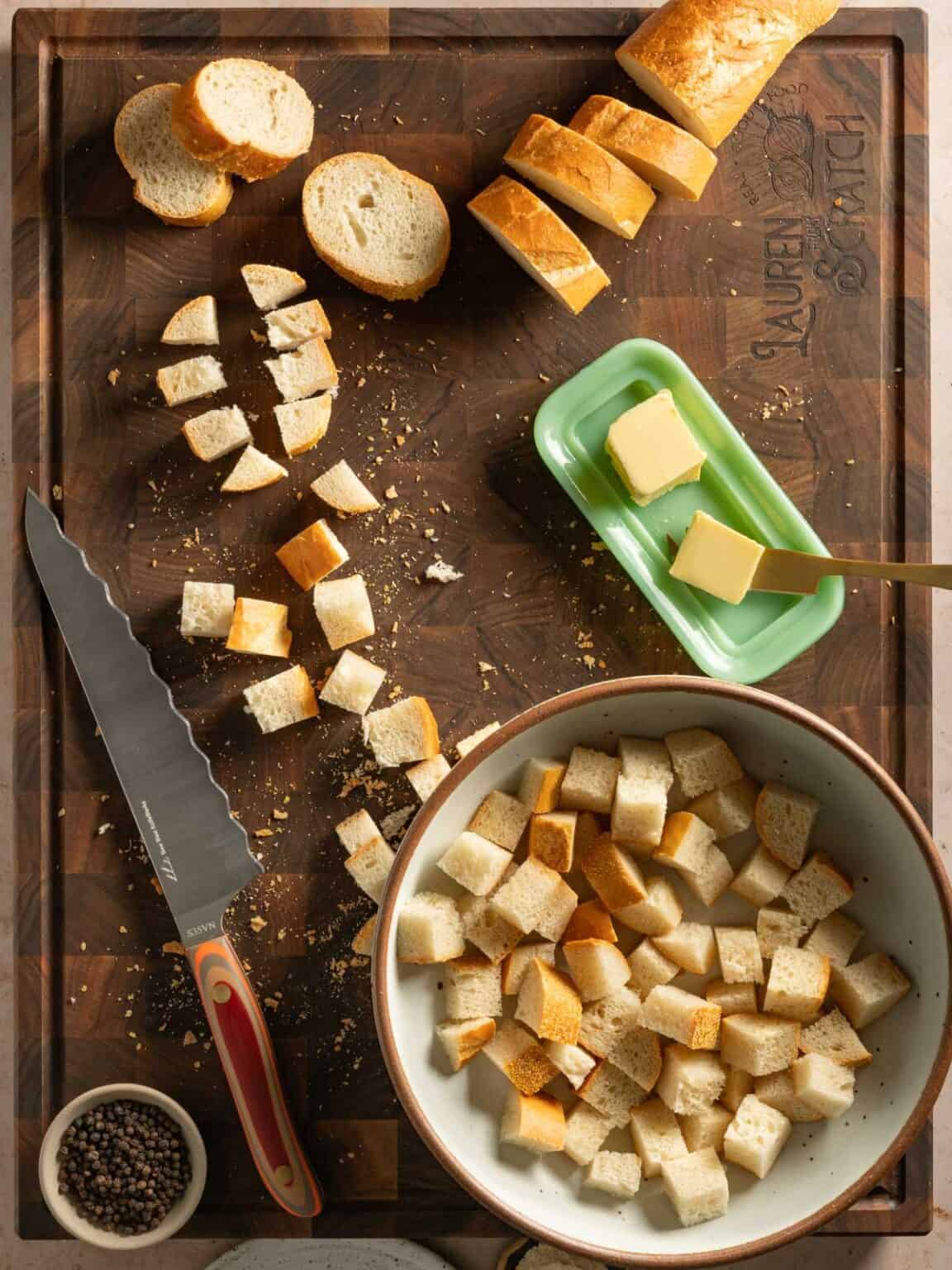 Homemade Garlic and Herb Butter Croutons - Lauren from Scratch
